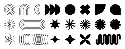 Conjunto De Figuras Geométricas Simples En Blanco Y Negro Vector Premium
