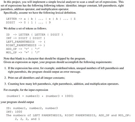 Solved In This Project You Will Implement A Simple Lexical