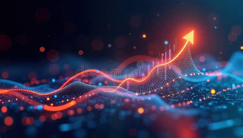 abstract digital graph illustration shows upward trend colorful
