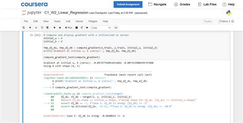 c1 w2 linear regression issue please help supervised ml regression