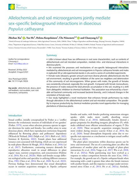 Pdf Allelochemicals And Soil Microorganisms Jointly Mediate Sex