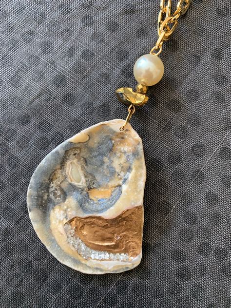 Handmade Oyster And Pearl Seashell Necklace One Of A Kind Multi Chic