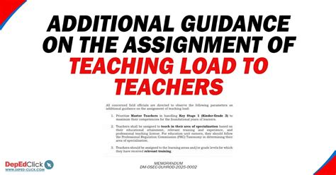 Additional Guidance On The Assignment Of Teaching Load To Teachers
