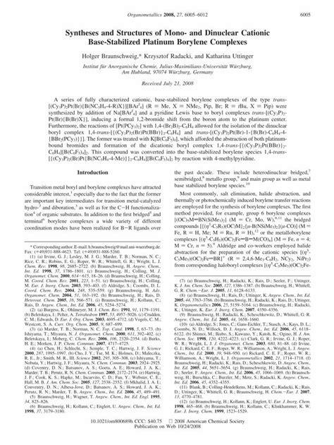 Pdf Syntheses And Structures Of Mono And Dinuclear Cationic Base