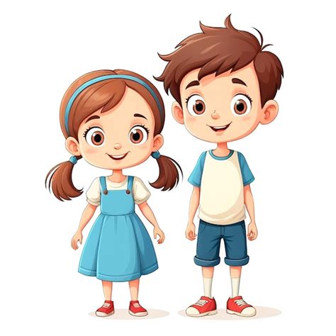 Premium Photo Cartoon Boy And Girl Illustration On White Background