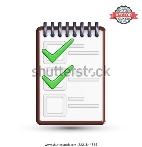 Notepad Icon Checklist Green Ticks Realistic Stock Vector Royalty Free Shutterstock