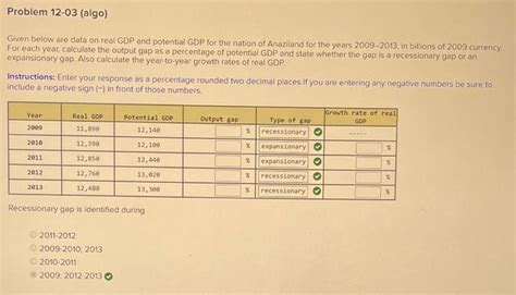 solved problem 12 03 algo given below are data on real gdp