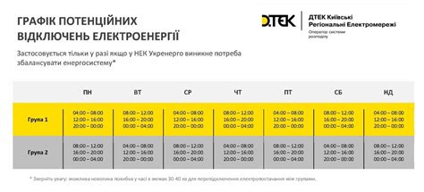 ДТЕК графік відключень електроенергії БУЧАНСЬКІ НОВИНИ