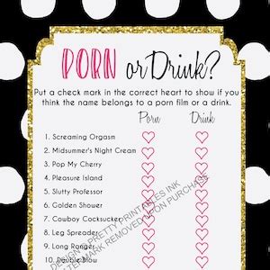 Instant Download Porn Or Drink Game Drink Or Porn Game Printable Bachelorette Game Drinking