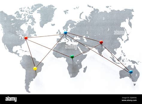 Map Pins And String Cut Out Stock Images Pictures Alamy