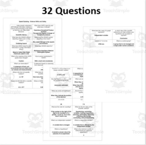 Speed Quizzing Science Skills And Safety By Teach Simple