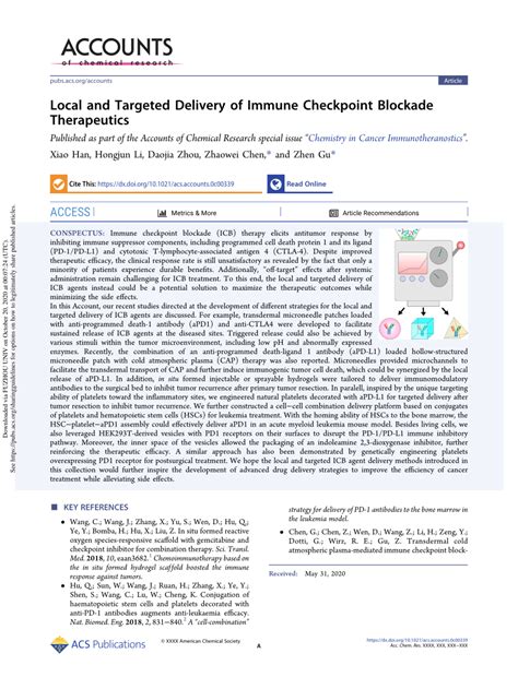 Pdf Local And Targeted Delivery Of Immune Checkpoint Blockade