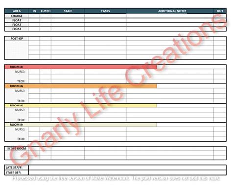 Procedural Daily Staff Assignment Sheet Excel File Etsy