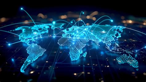 Futuristic Global Network Representation Digital World Map Connectivity Concept Illustration