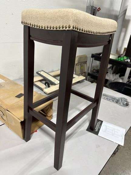 Linon Nail Head Linen Stool Lambrecht Auction Inc