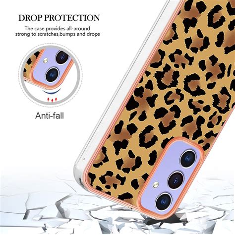 For Samsung Galaxy A15 5g Electroplating Marble Dual Side Imd Phone Case Leopard Print