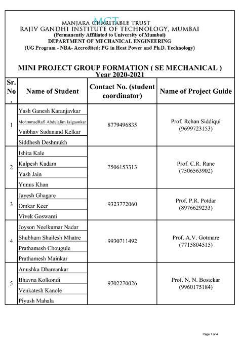 Mechanical Engineering MCT S RGIT MUMBAI Mini Project For SE A B Division