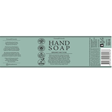 Sapun Lichid Vegan Bergamot And Thyme 500 Ml Fiona And Friend Farmacia