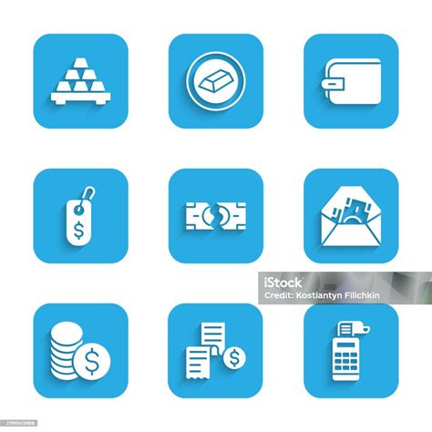 찢어지는 돈 지폐 종이 또는 금융 수표 금전 등록기 기계 달러 기호가 있는 봉투 동전 가격표 지갑 및 금괴 아이콘을 설정합니다 벡터 계산원에 대한 스톡 벡터 아트 및 기타