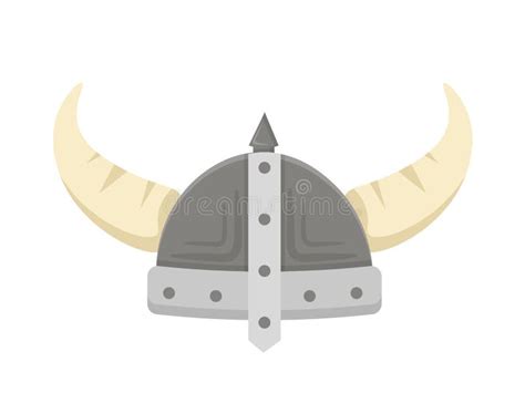 Viking Helmet with Horns Flat Vector Illustration Stock Vector ...