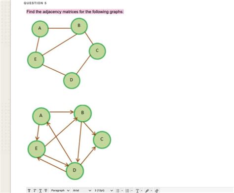 Solved QUESTION 5 Find The Adjacency Matrices For The Chegg Com
