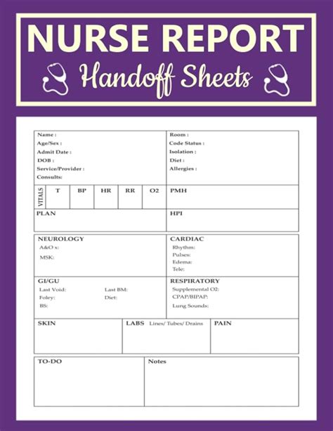 Nursing Hand Off Report Template Nursing Report Sheet Template