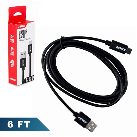 Kmd 6ft Type C Usb Sync Data Transfer Charging Cable For Nintendo Switch Black