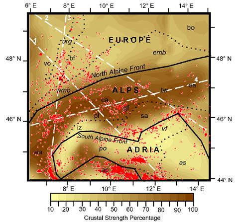 Percentage Of Total Lithospheric Strength Accommodated By The Crust