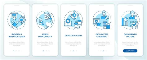 2d Blue Linear Icons Representing Data Democratization Mobile App