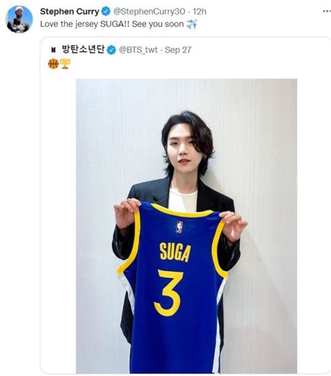 Nba 스타 커리 일본에서 Bts 슈가 만나나 파이낸셜뉴스
