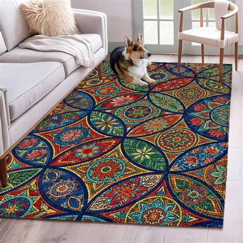 Bohemian Colorful Floral Area Rugs 4x6 Ft Boho Tribal Ethnic Abstract
