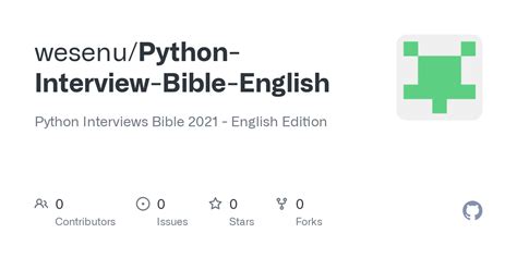 GitHub Wesenu Python Interview Bible English Python Interviews Bible English Edition