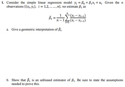 solved consider the simple linear regression model y i