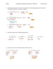 Practice Problems On Arithmetic And Geometric Sequences Course Hero