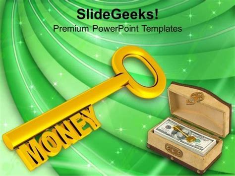 Golden Key With Word Money PowerPoint Templates Ppt Backgrounds For Slides