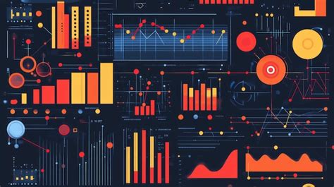 Abstract Data Visualization With Red And Orange Graphics On A Black Background Premium Ai