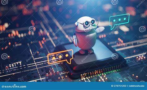 Cute Conversational Copilot Ai Robot With Speech Bubble 3d Stock Illustration Illustration Of