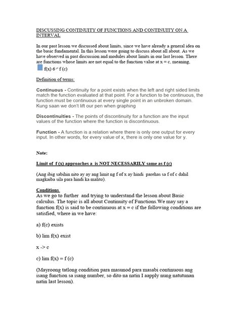 Basic Cal Pdf Function Mathematics Continuous Function