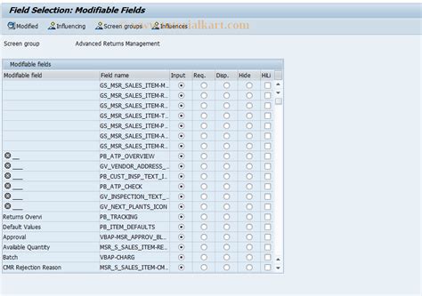 MSR SFAC SAP Tcode Field Selection MSR