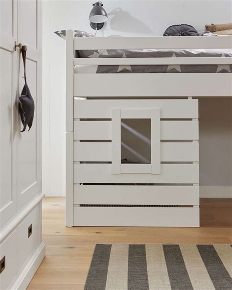 Witte Kinderbed Met Hut En Speelruimte Halvehoogslaper Kinderbed Hut Bed