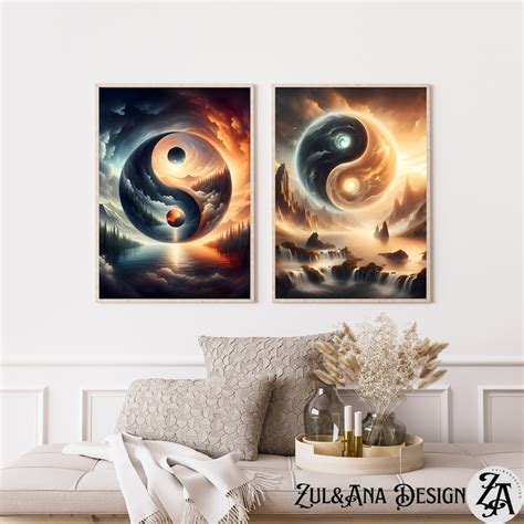 Yin And Yang Abstract Landscape Printable Wall Art Asian Culture