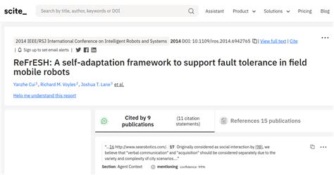 Refresh A Self Adaptation Framework To Support Fault Tolerance In Field Mobile Robots