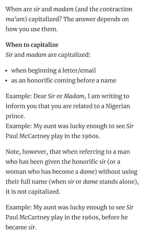 Sir And Madam And When To Capitalize Them Not In Dialogue Direct