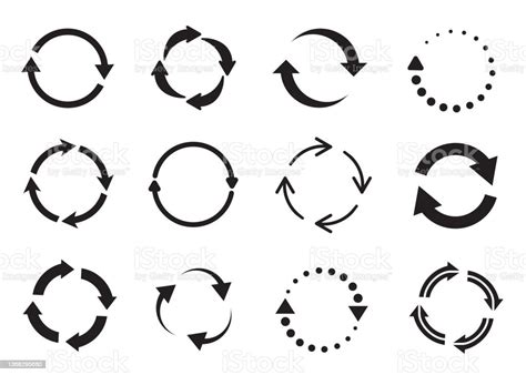 Circle Refresh Reload Rotation Loop Vector Arrows Set Stock