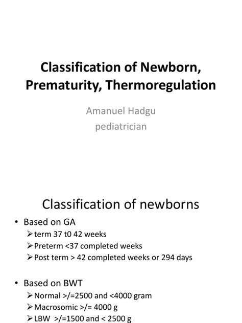 New Born Classification Pdf Preterm Birth Hypothermia