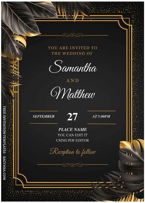 Free Editable Pdf Luxury Gold Geometric Greenery Wedding Invitation Templates