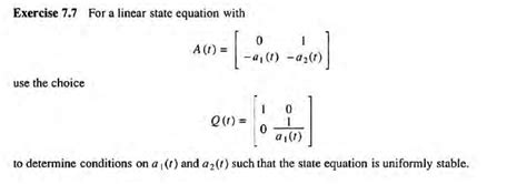 Solved Exercise For A Linear State Equation With A Chegg Com