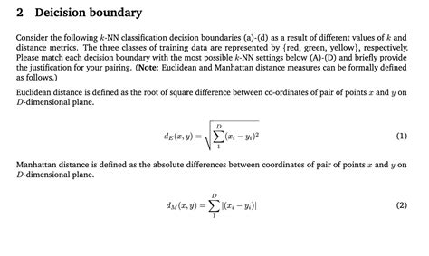 Solved Deicision Boundary Consider The Following K NN Chegg