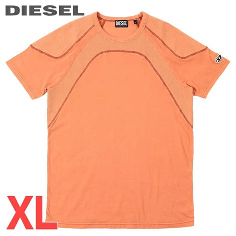 【楽天市場】 Diesel ディーゼル メンズ ワンポイントオーバルd刺繍ロゴ リブ切替 半袖tシャツ カットソー【t Riby】【サイズxl】【オレンジ系】die M T F4 40c