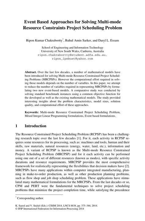 pdf event based approaches for solving multi mode resource